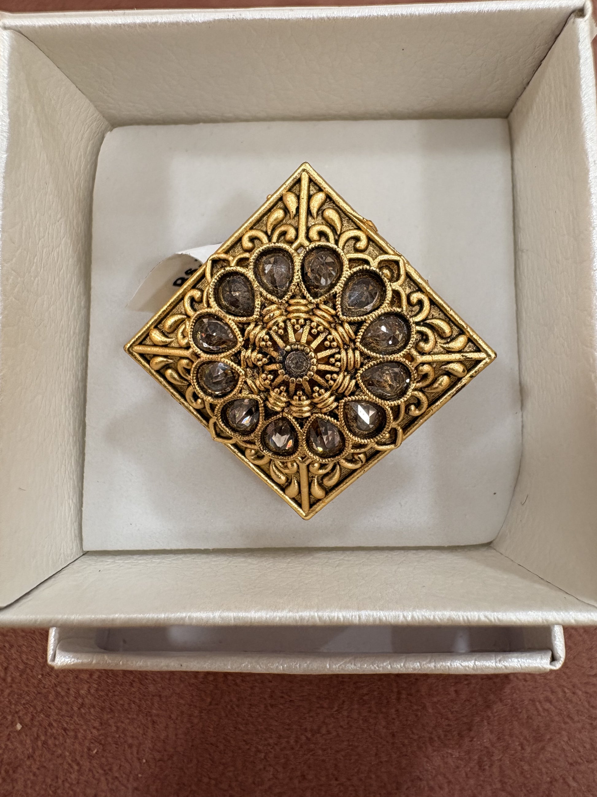 Antique-Inspired Square Statement Ring with Intricate Detailing – Shade Apart